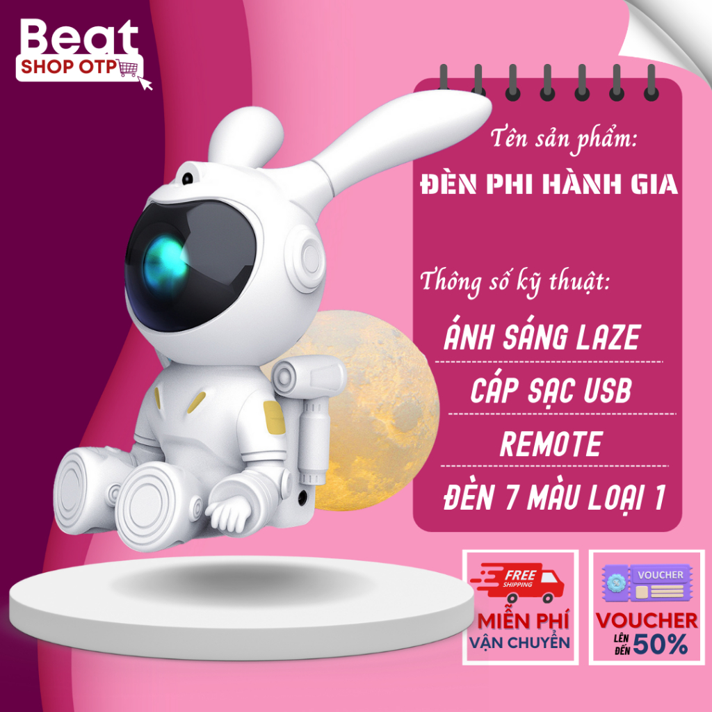 Đèn Phi Hành Gia Thỏ Chiếu Sao Galaxy Giải Ngân Hà Space Bunny, Đèn Mặt ...