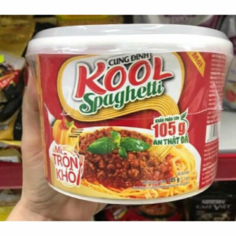 1 Thùng 12 tô Mì trộn Kool Spaghetti sốt cà chua bò bằm 105g | Shopee ...