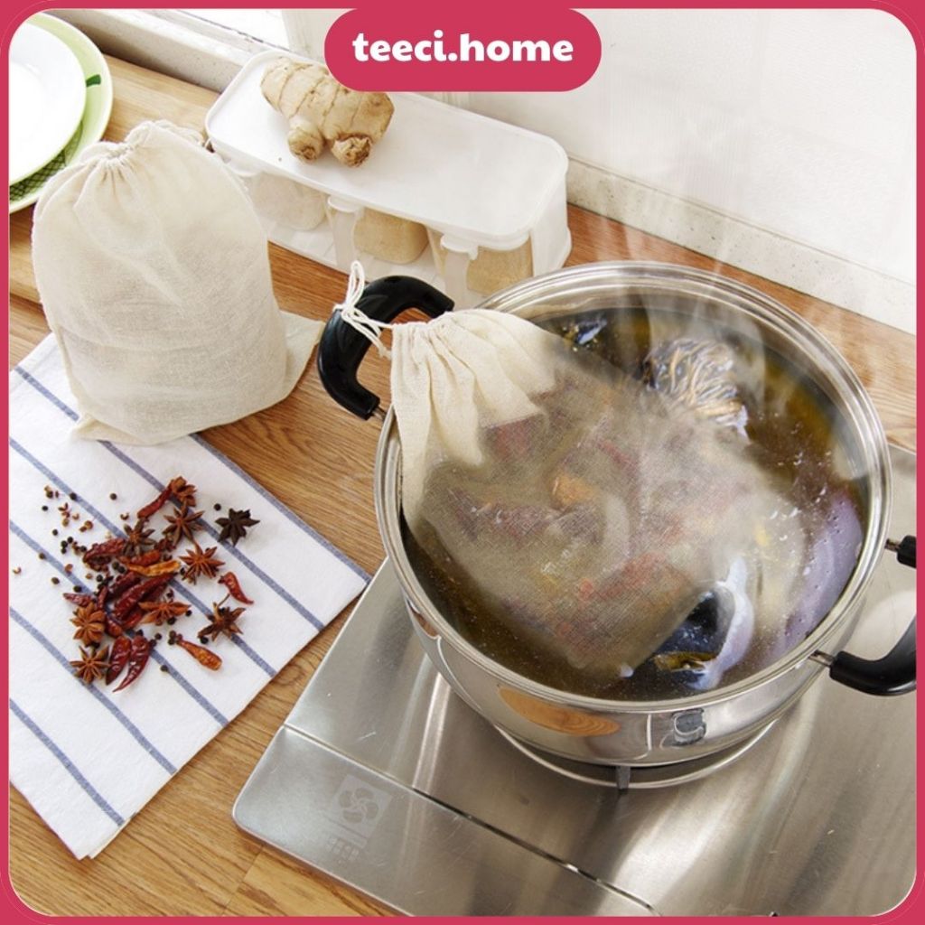 Túi Vải Sợi Đan Dây Rút Đồ Lọc Ướp Trà Sữa Nấu Thuốc Bắc Nước Ép Hầm Xương Nấu Phở Đựng Đồ Cá ...
