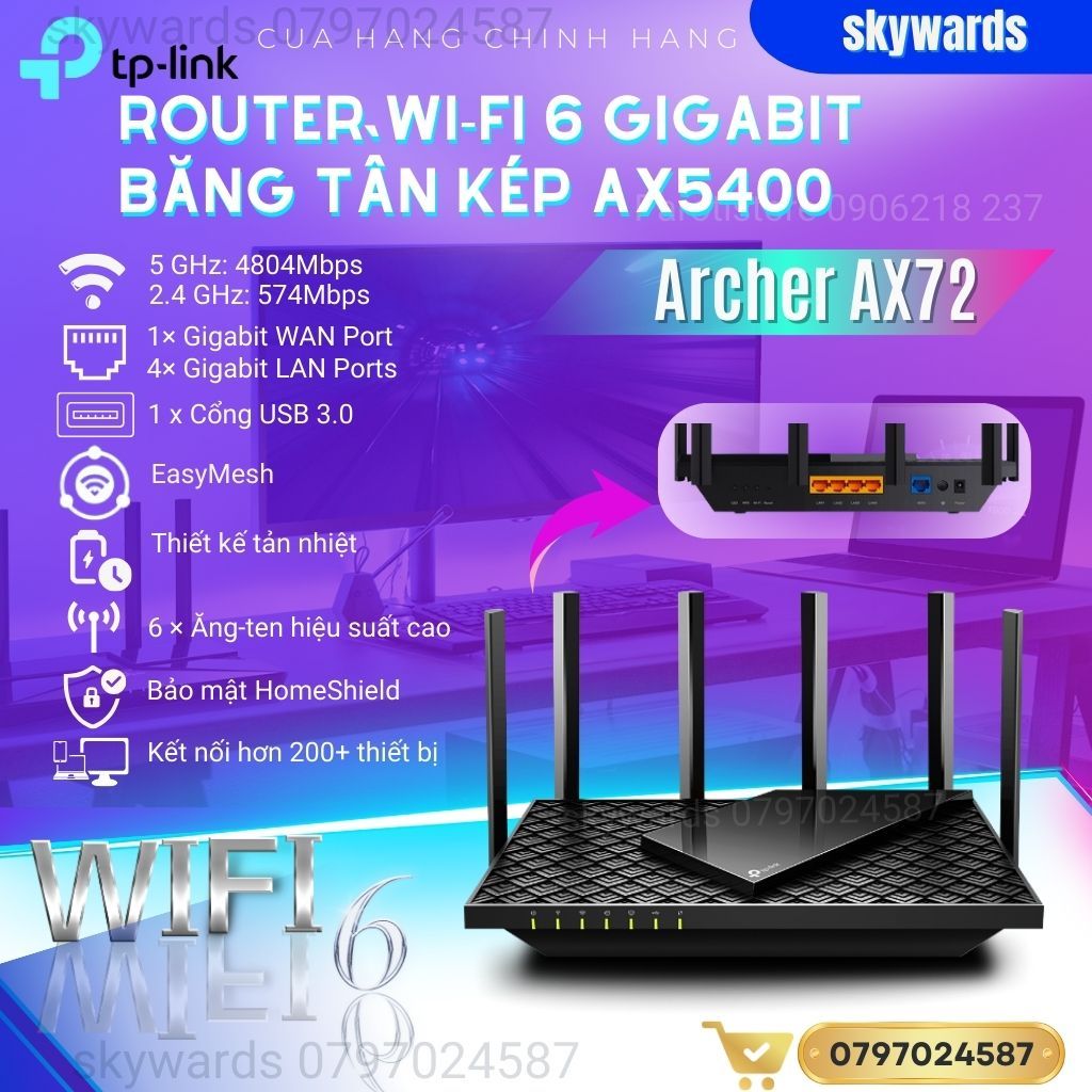 Bộ Phát Wifi TP-Link Archer AX72 / AX73 Wifi 6 Gigabit Băng Tần Kép ...