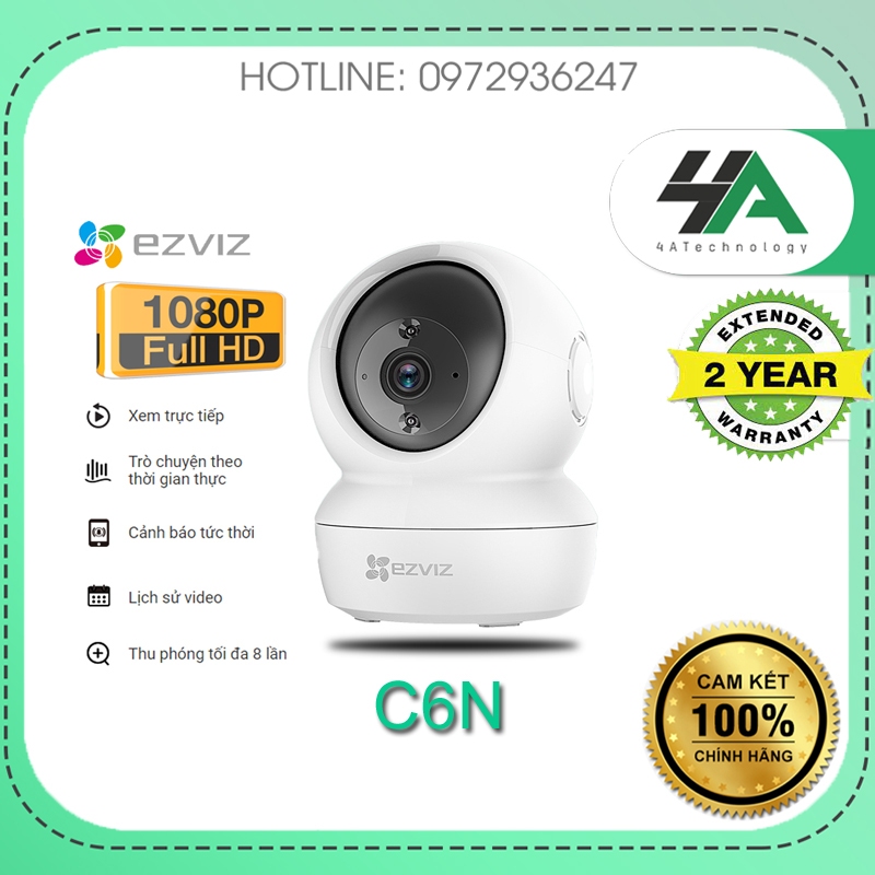 Camera wifi Ezviz trong nhà, đàm thoại, xoay 360, C6N H6c PRO 2MP 4MP 2K+ (chính hãng) | Shopee ...