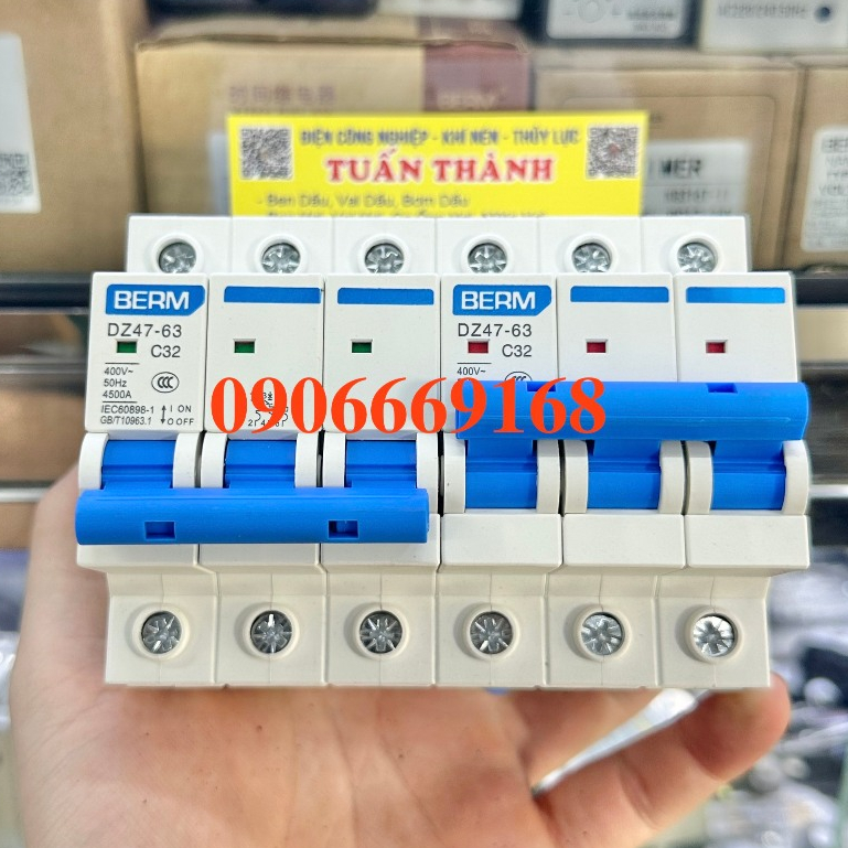 Át CB MCCB Đảo Chiều 1 Pha 3 Pha 32A 40A 50A 63A Hiệu BERM DZ47-63 ...