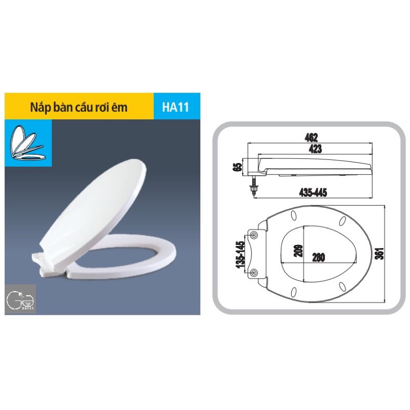 Nắp bồn cầu rơi êm HA11 dùng cho bệt, bồn cầu 2 khối Inax,Toto,Viglacera,Caesar,American giá rẻ ...