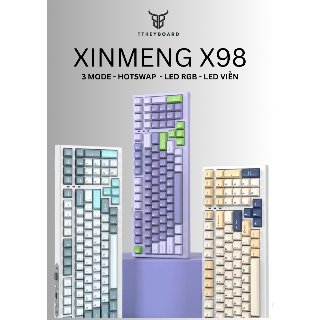 Phím Cơ Không Dây Xinmeng X98 - 3 Mode Kết Nối - LED RGB - LED Viền ...