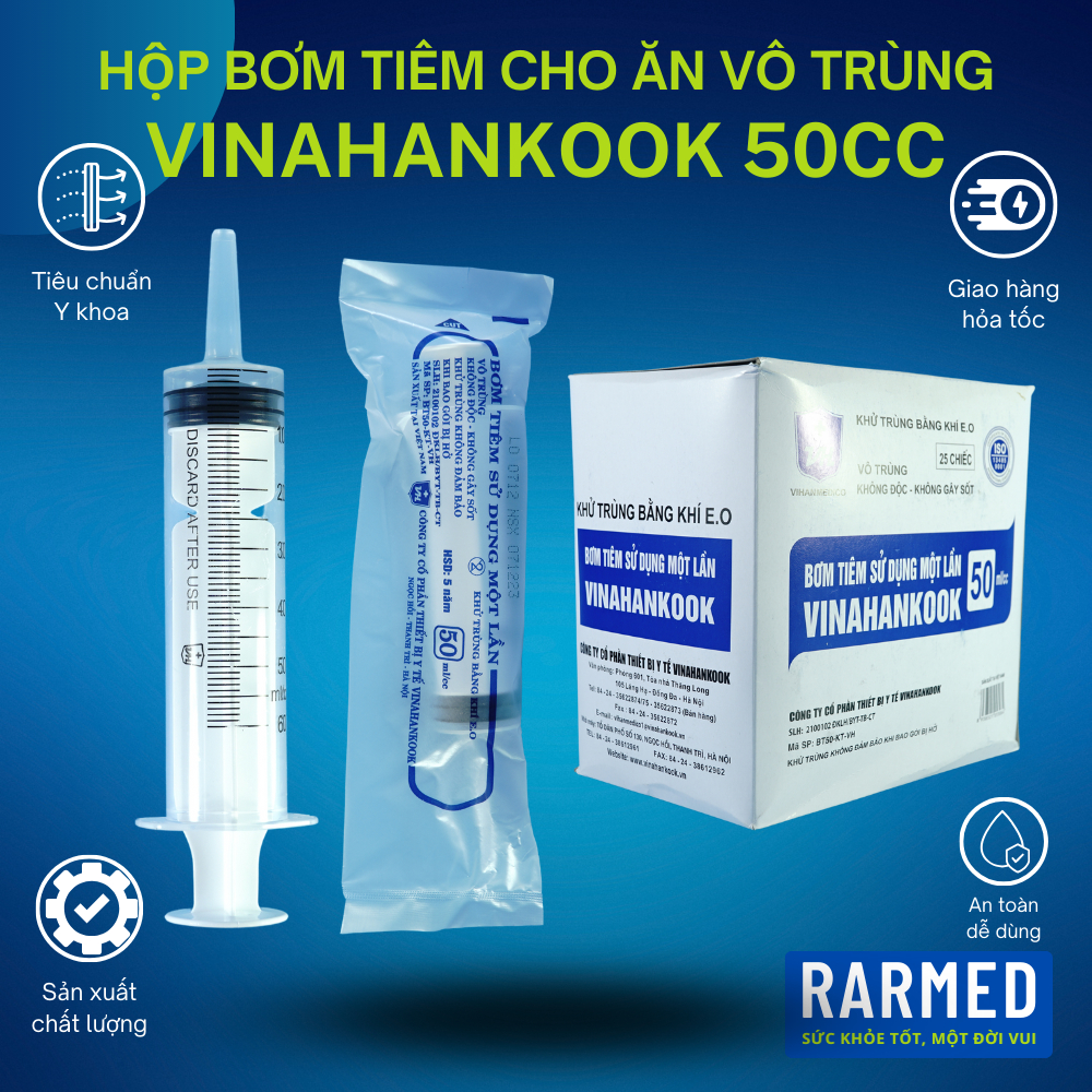 Hộp 25 bơm tiêm cho ăn 50cc VINAHANKOOK xilanh 50ml bơm tiêm lớn hút dịch - Nhiều cỡ | Shopee ...