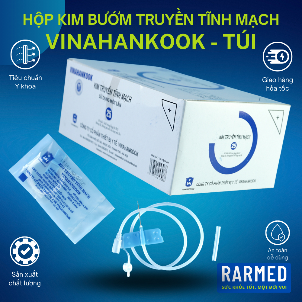 Hộp 50 kim bướm truyền tĩnh mạch VINAHANKOOK có kim và dây - Túi PE ...