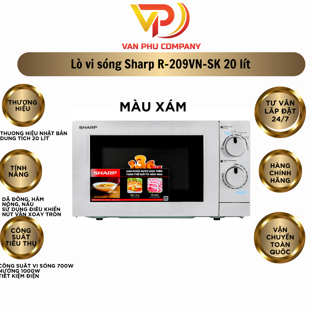 Lò vi sóng Sharp R-209VN-SW 20L chính hãng | Shopee Việt Nam