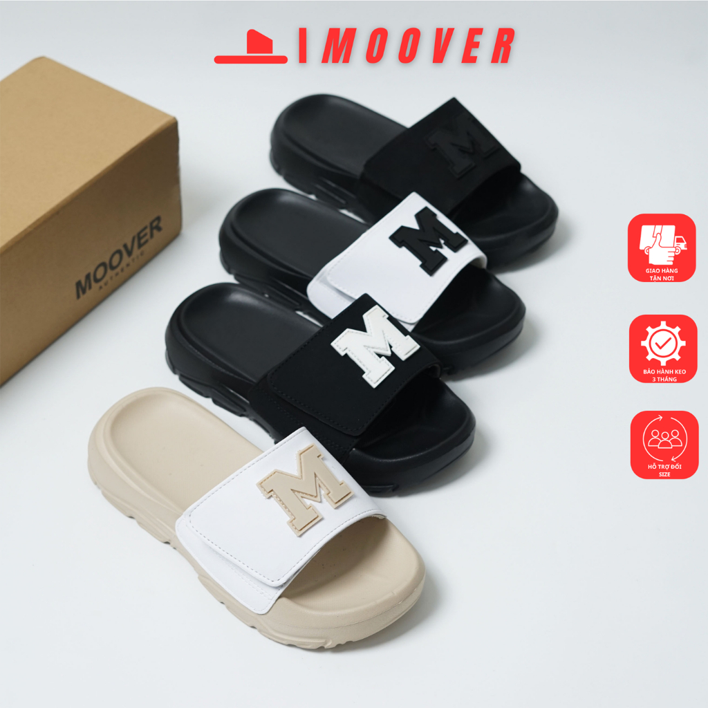 Dép quai ngang dán unisex chunky logo M đế cao phụ kiện thời trang nam ...