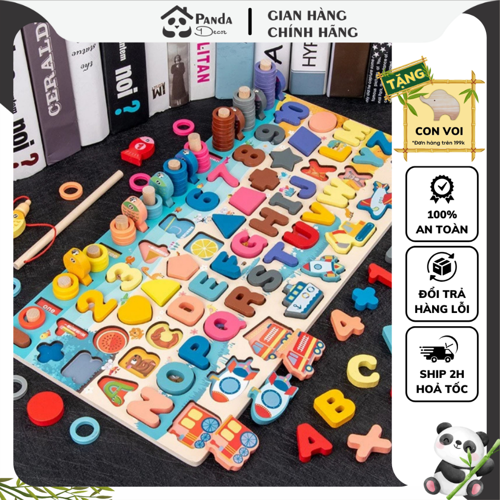 Bộ Đồ Chơi Câu Cá Chữ Và Số Nam Châm Bằng Gỗ - Xếp Hình Gỗ Trí Tuệ Cho Bé Học Đếm, Chữ Cái, Câu ...