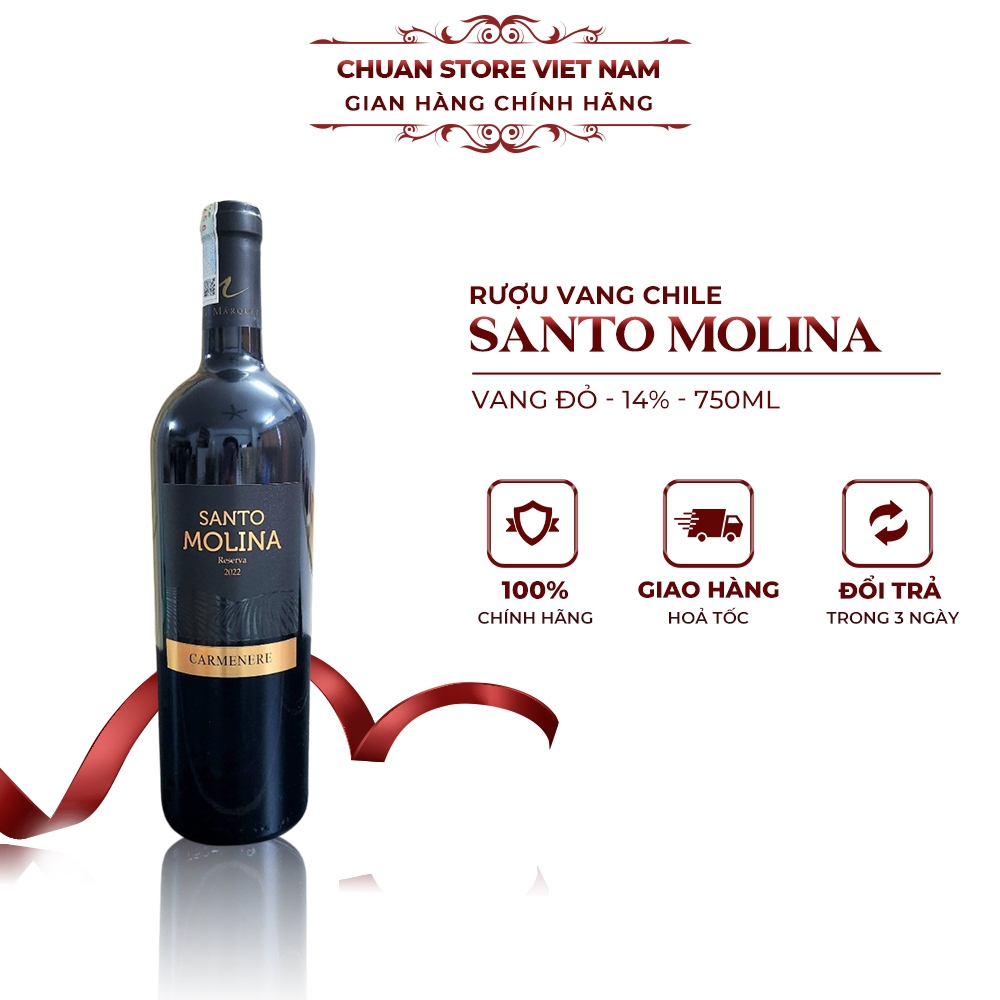 Rượu vang chát Chile Santo Molina Reserva 14% 750ml thượng hạng nhập ...