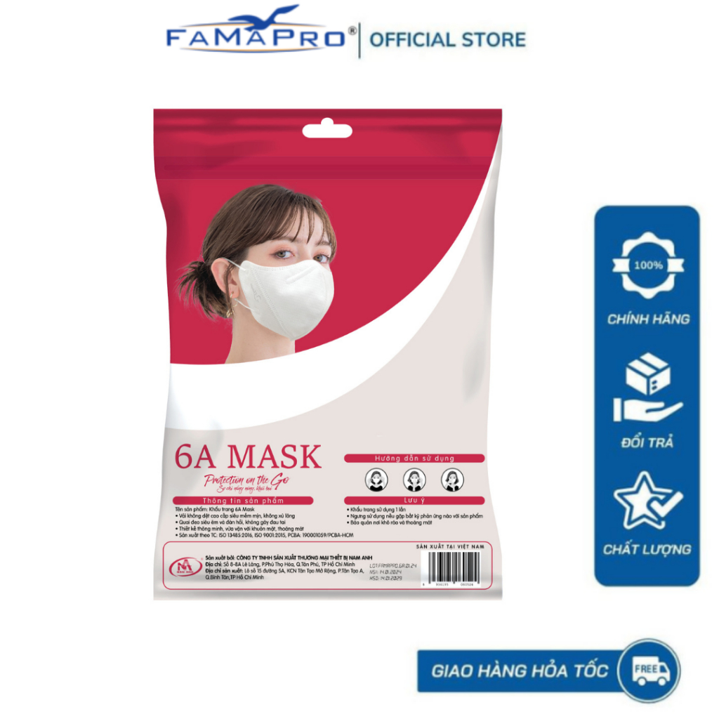 [Thùng 300 CHIẾC 6A ] Khẩu trang 4 lớp cao cấp Famapro 6A Mask chống ...