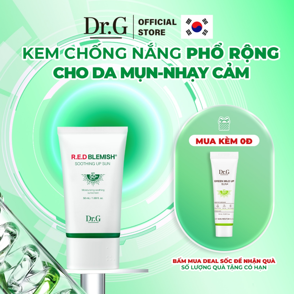 Kem Chống Nắng Dr.G Phổ Rộng Cho Da Mụn R.E.D Blemish Soothing Up Sun SPF50+ PA++++ 50ml Chống ...