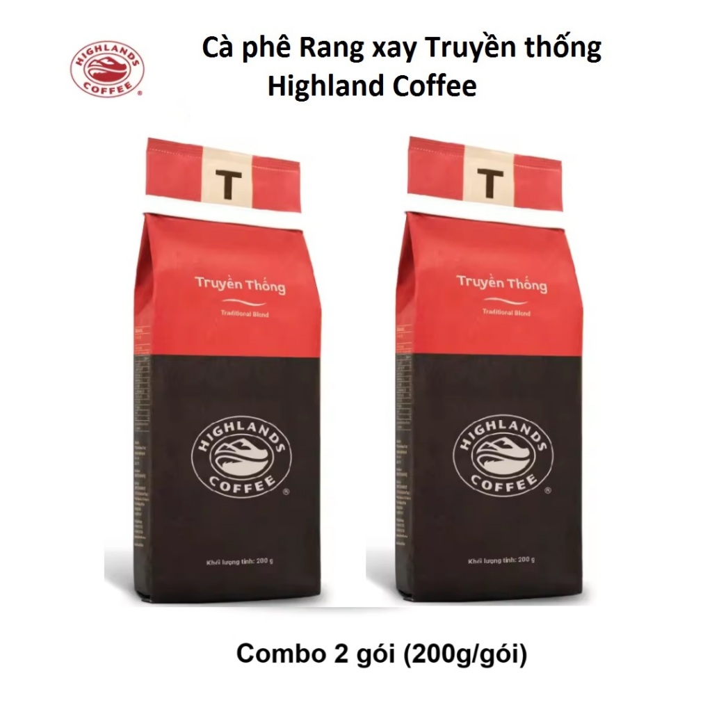 Combo 2 gói Cà phê Rang xay Truyền thống Highlands Coffee 200g | Shopee ...
