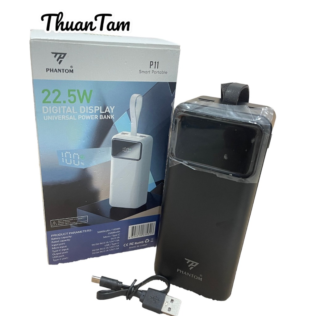 Pin dự phòng sạc nhanh PHANTOM P11 50000mAh sạc cùng lúc 3 thiết bị ...