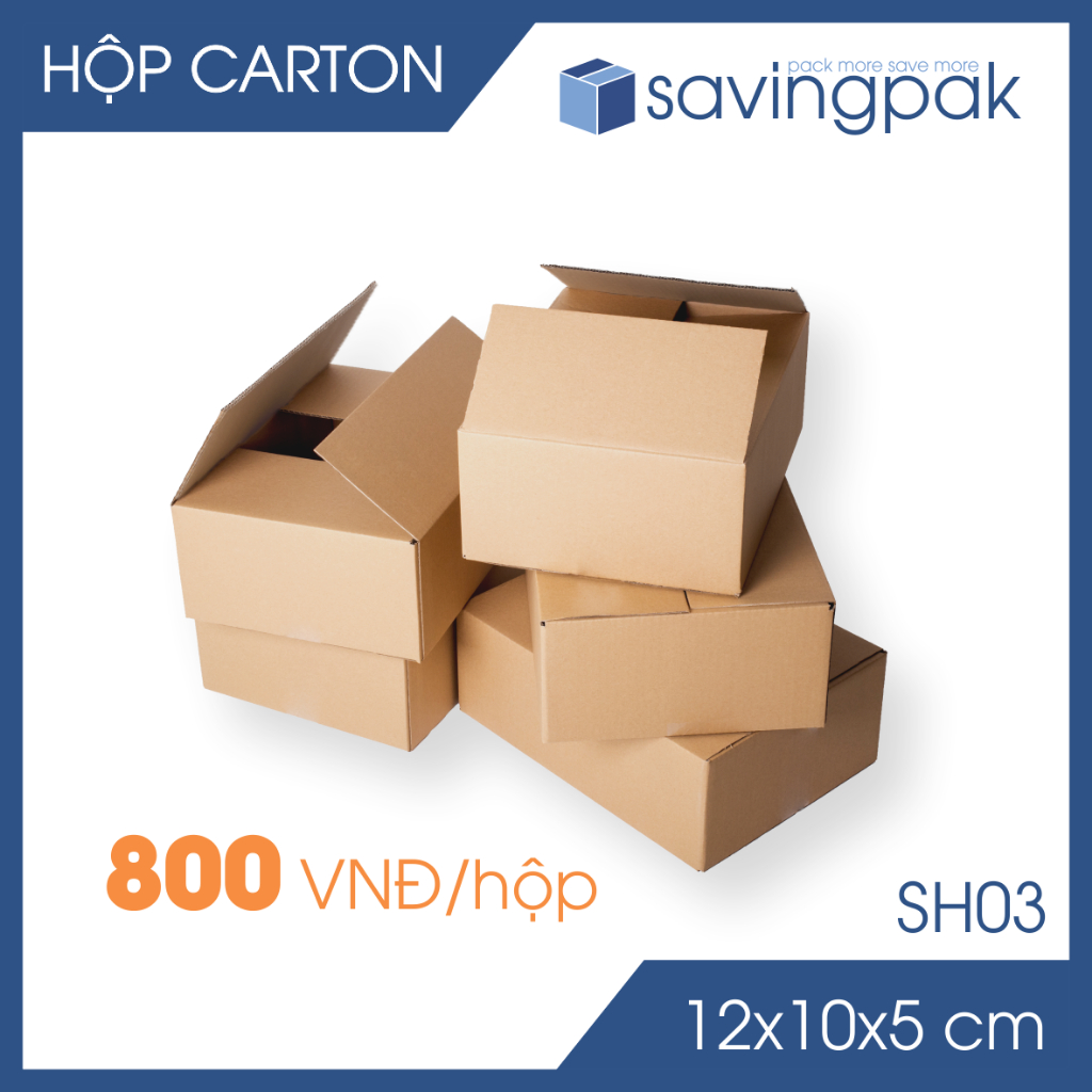 Combo 100 hộp - 12x10x5 cm - Hộp carton đóng hàng giá siêu rẻ, hộp gói ...