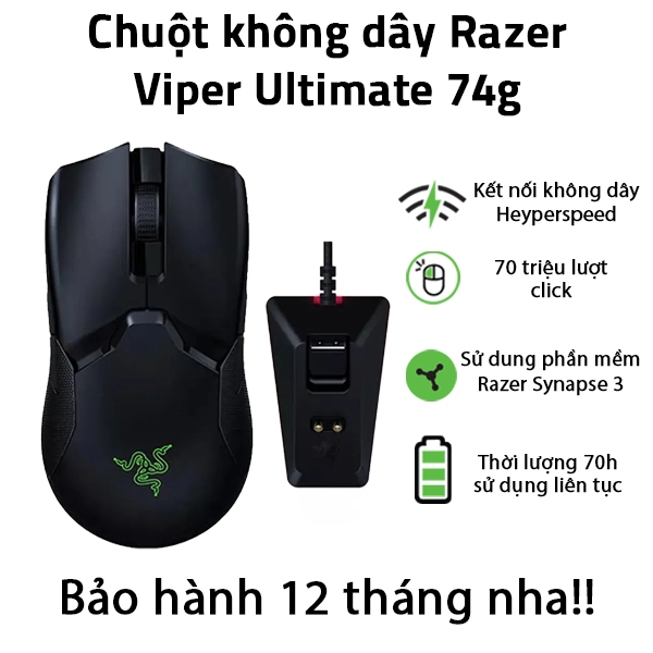 CHÍNH HÃNG - Chuột game RAZER Viper Ultimate - Chính hãng bảo hành 12 ...
