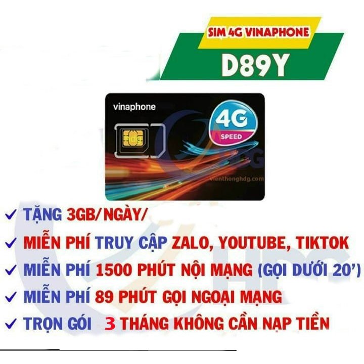 [KHÔNG ĐỐI THỦ] SIM 4G VINAPHONE D89Y 3GB/NGÀY, MIỄN PHÍ VÀO ZALO, YOUTOBE, TIKTOK SỬ DỤNG LIỀN ...