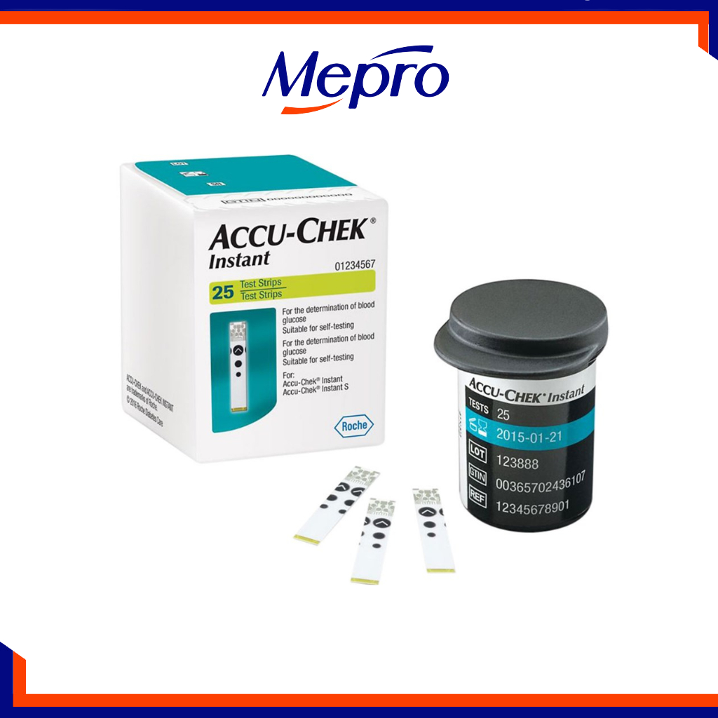 Hộp 25 Que Thử Tiểu Đường, Test Đường Huyết Accu check Instant | Shopee ...