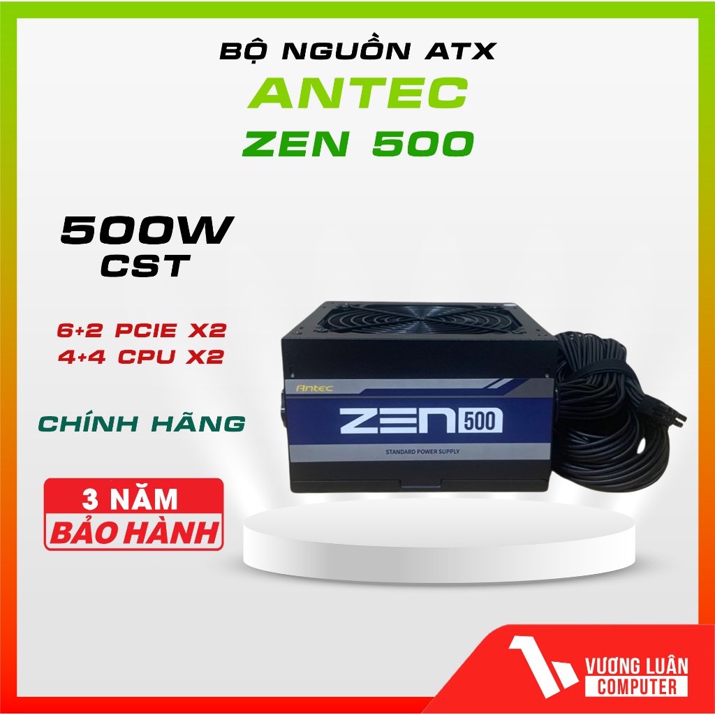 Nguồn máy tính Antec ZEN 500 Công suất thực - Chính hãng | Shopee Việt Nam