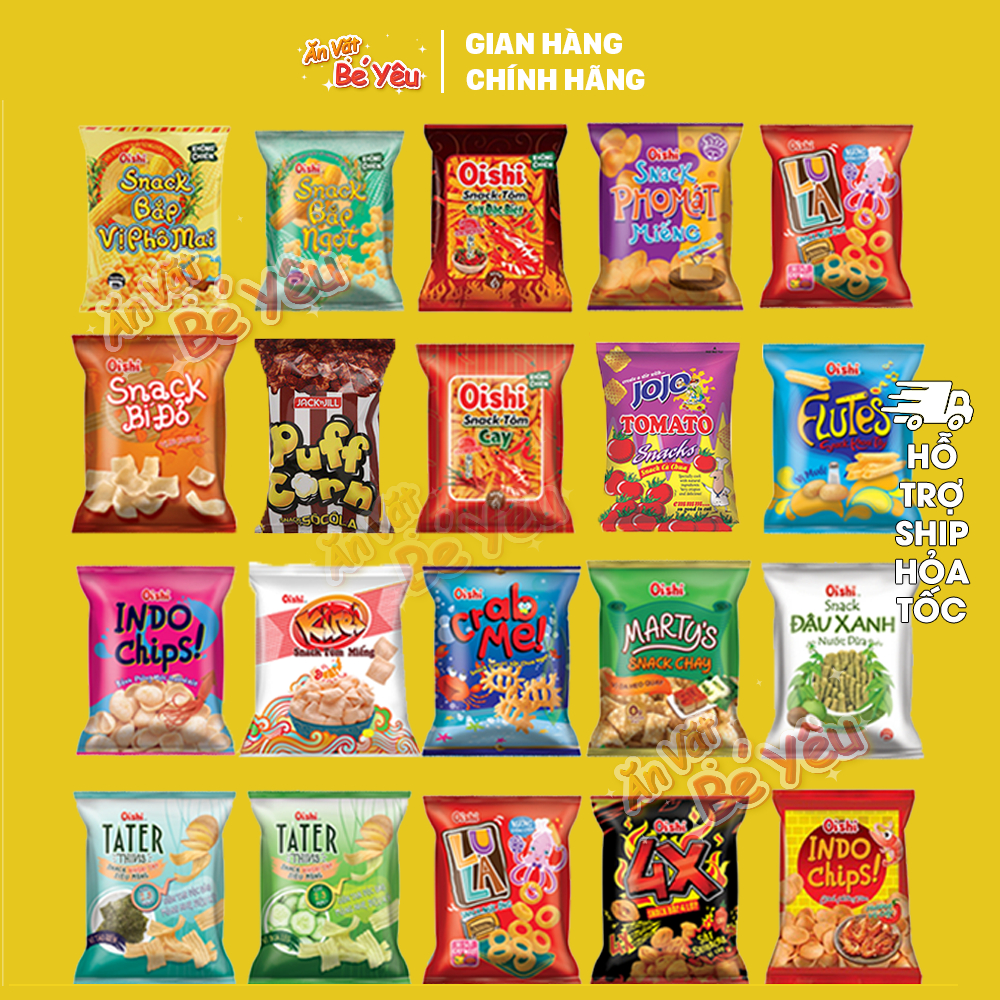 (Hỏa tốc HN 32g) Tổng hợp Bim bim oishi bánh Snack Oishi® bim bim jojo jacknjill nhiều loại đủ ...