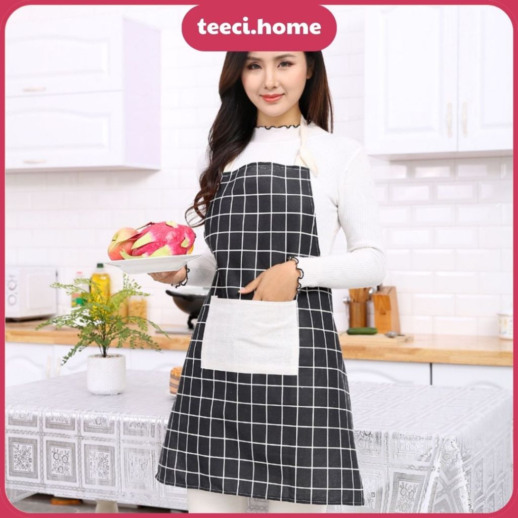 Tạp Dề Nấu Bếp Chống Thấm Nước Bám Dầu Mỡ Hoạ Tiết Ô Vuông Làm Bánh Phục Vụ Pha Chế Nấu Ăn TEECI ...