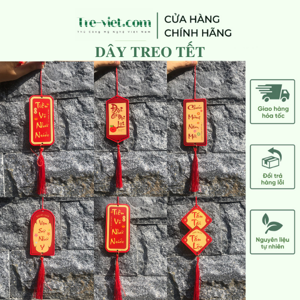Dây Treo trang trí Tết - Thẻ giấy treo đào mai , Liễn treo cây kèm dây ...
