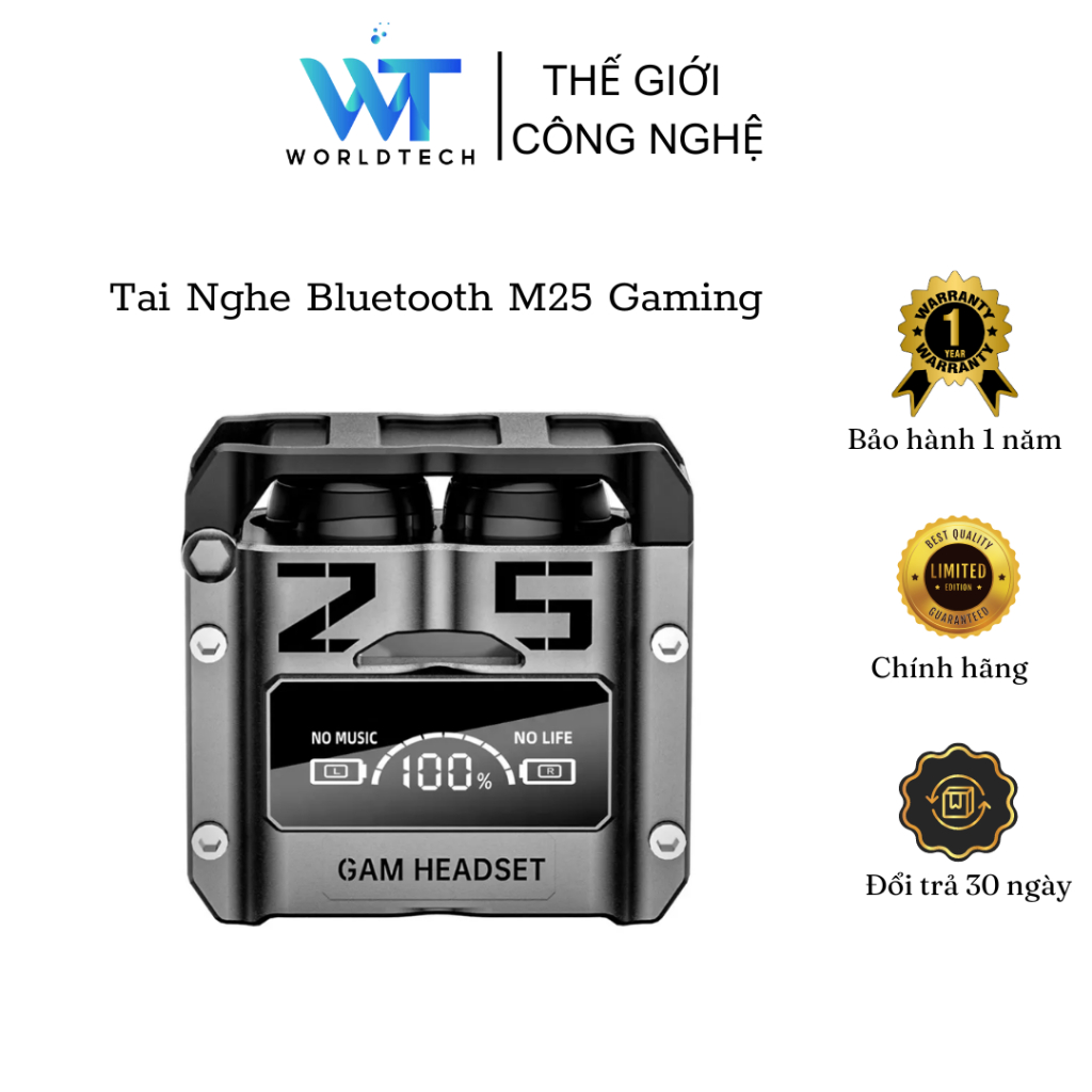 Tai Nghe Bluetooth M25 Gaming phiên bản cao cấp, âm thanh tốt, độ trễ ...
