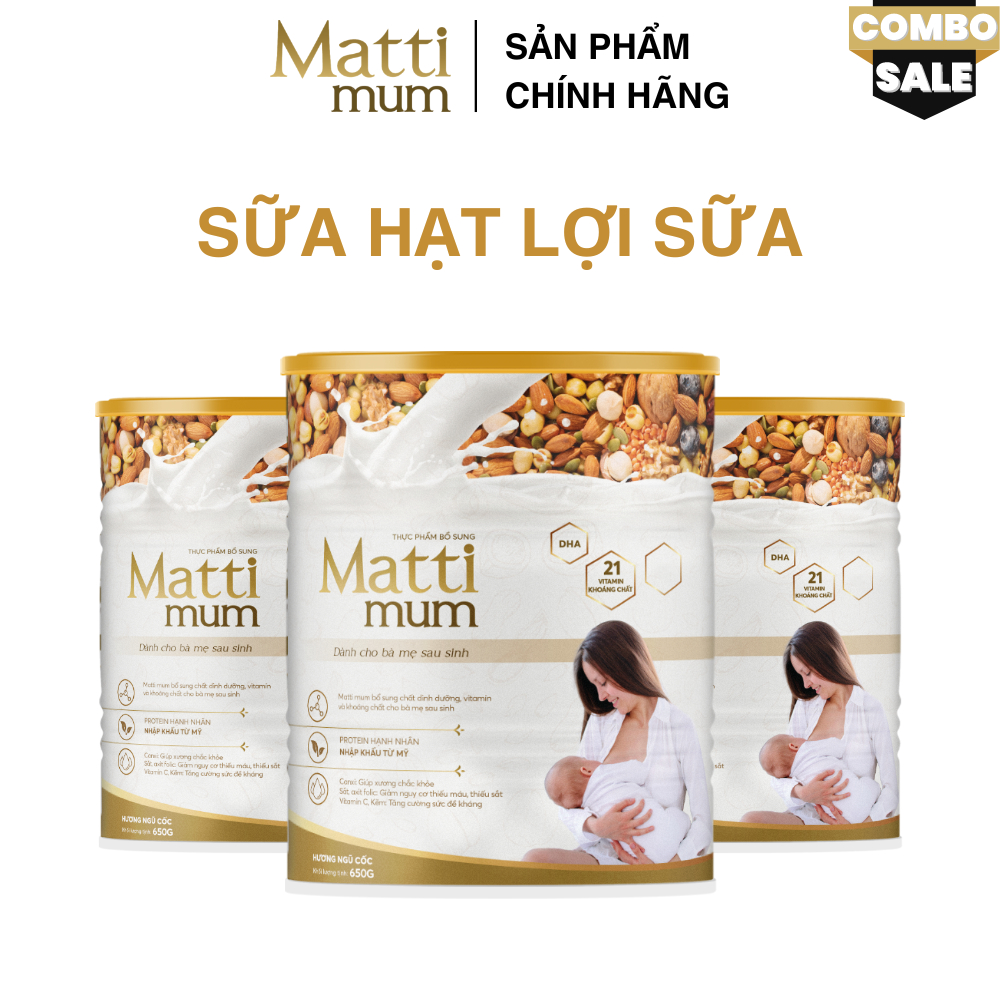 3 Hộp Sữa Hạt Lợi Sữa Matti Mum 100% Đạm Thực Vật Cho Mẹ Sau Sinh Đạt ...