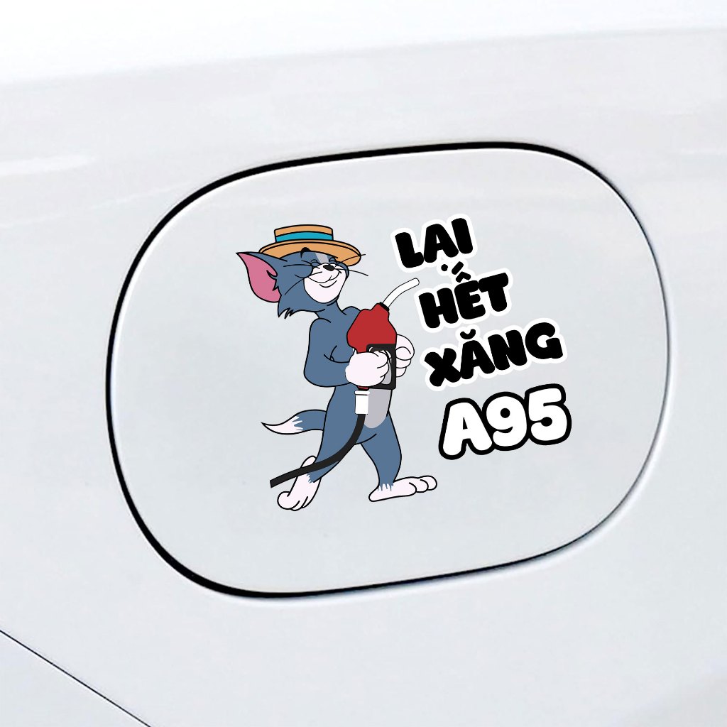 Tem Decal Dán Nắp Bình Xăng Mèo Tom cute, Tem Dán Bình Xăng Chống Nước ...