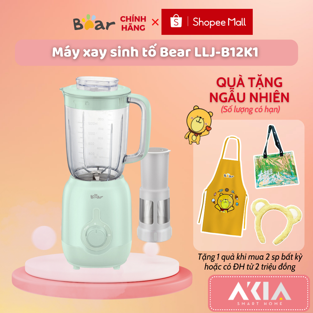 Máy xay sinh tố 1.2L Bear LLJ-B12K1 - 3 tốc độ xay nhuyễn, ép trái cây, làm sữa hạt, chính hãng ...