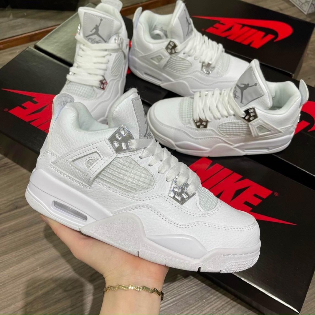 Giày Air Jordan 4 Trắng Full Nam Nữ, Giày Sneaker JD4 white Thời Trang ...