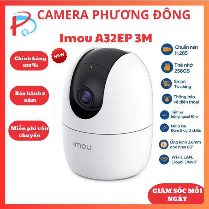 Camera wifi Imou A32EP Phân giải 3M, Hồng ngoại 10m, Đàm thoại 2 chiều ...