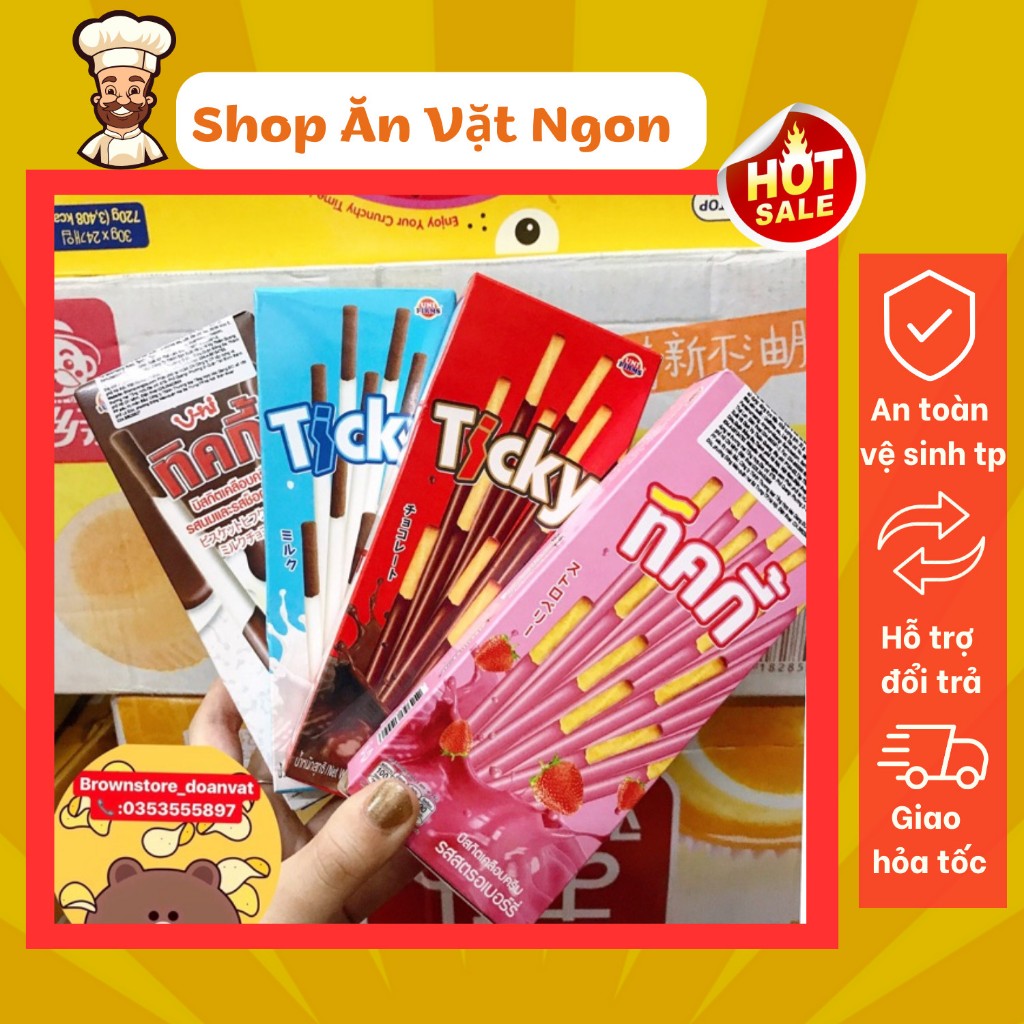 Bánh que Ticky socola kem sữ Thái Lan,hộp 20G,đồ ăn vặt. | Shopee Việt Nam
