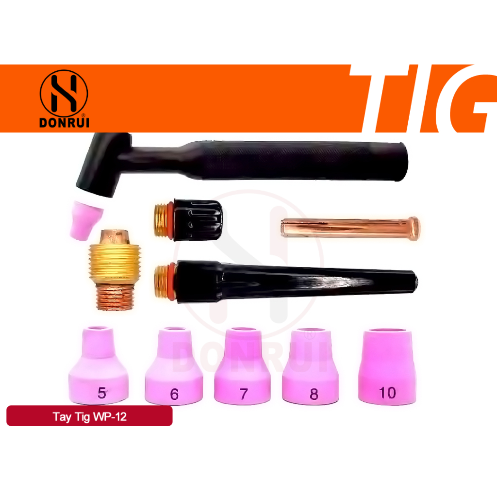 Chụp sứ tig WP12 14N Kẹp kim Chuôi tig WP12 đen- phụ kiện máy hàn TIG ...
