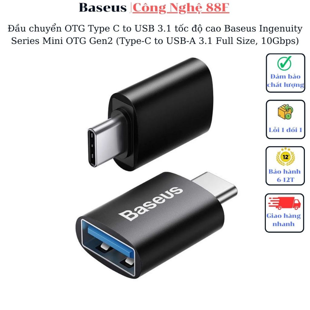 Đầu chuyển OTG Type C to USB 3.1 tốc độ cao Baseus Ingenuity Series ...
