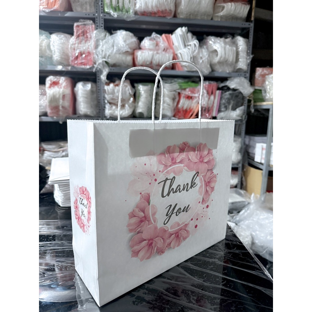 100 cái Túi giấy IN HOA THANK YOU M02 GIẤY KRAFT NHẬT (CAO 25 cm Ngang ...