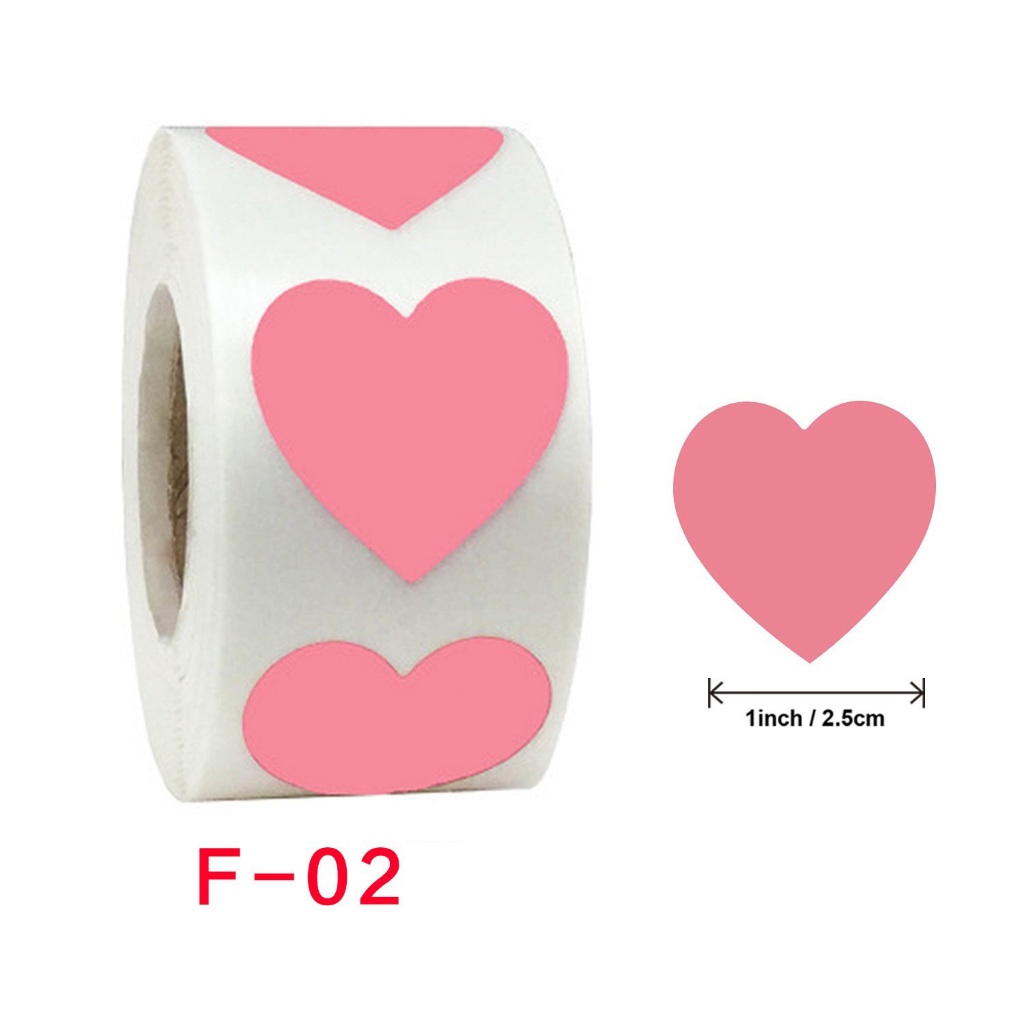 Cuộn 500 tem Sticker Trái tim in màu tự dính 2.5cm | Shopee Việt Nam
