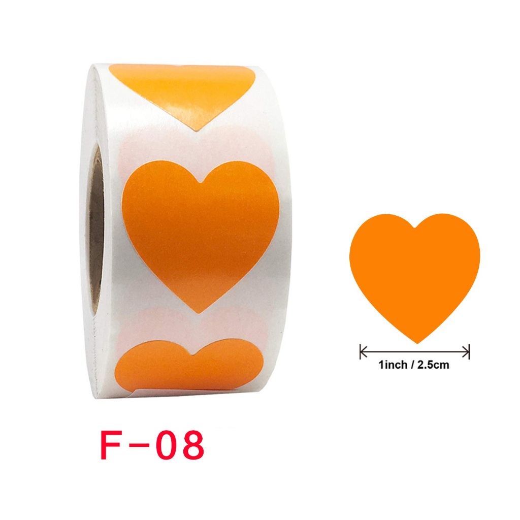 Cuộn 500 tem Sticker Trái tim in màu tự dính 2.5cm | Shopee Việt Nam