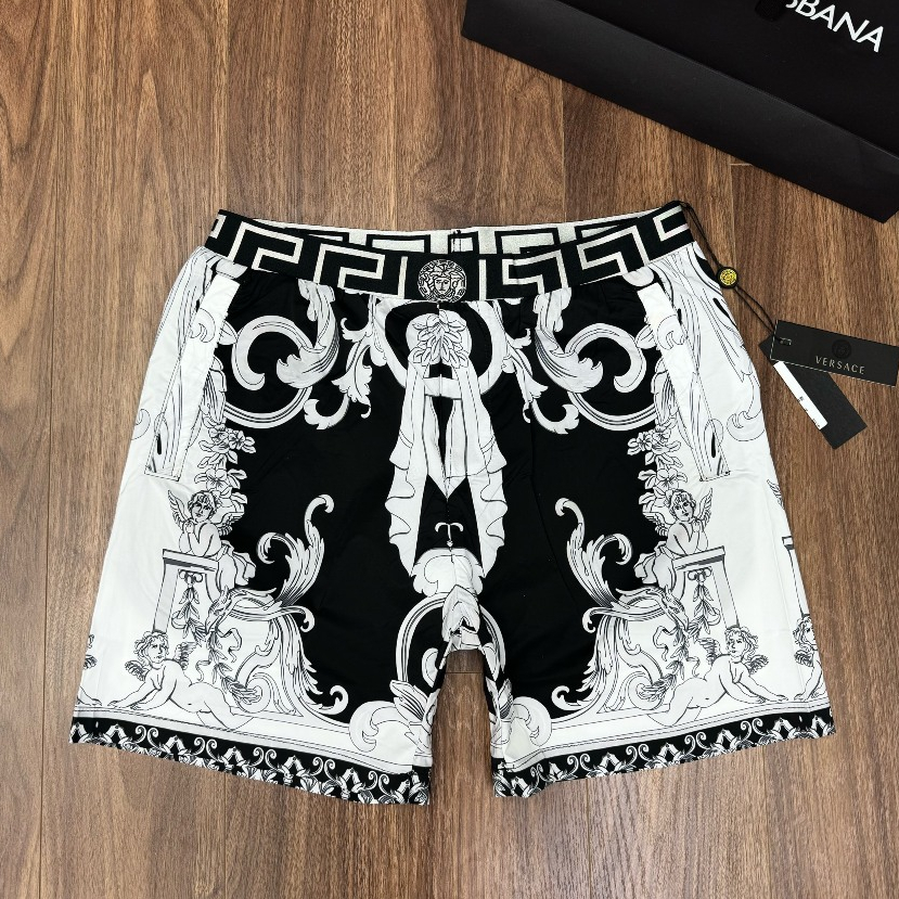 [ VIP Luxury] Quần short đùi gió Versace họa tiết quý tộc đen trắng LA 1-1 on web | Shopee Việt Nam