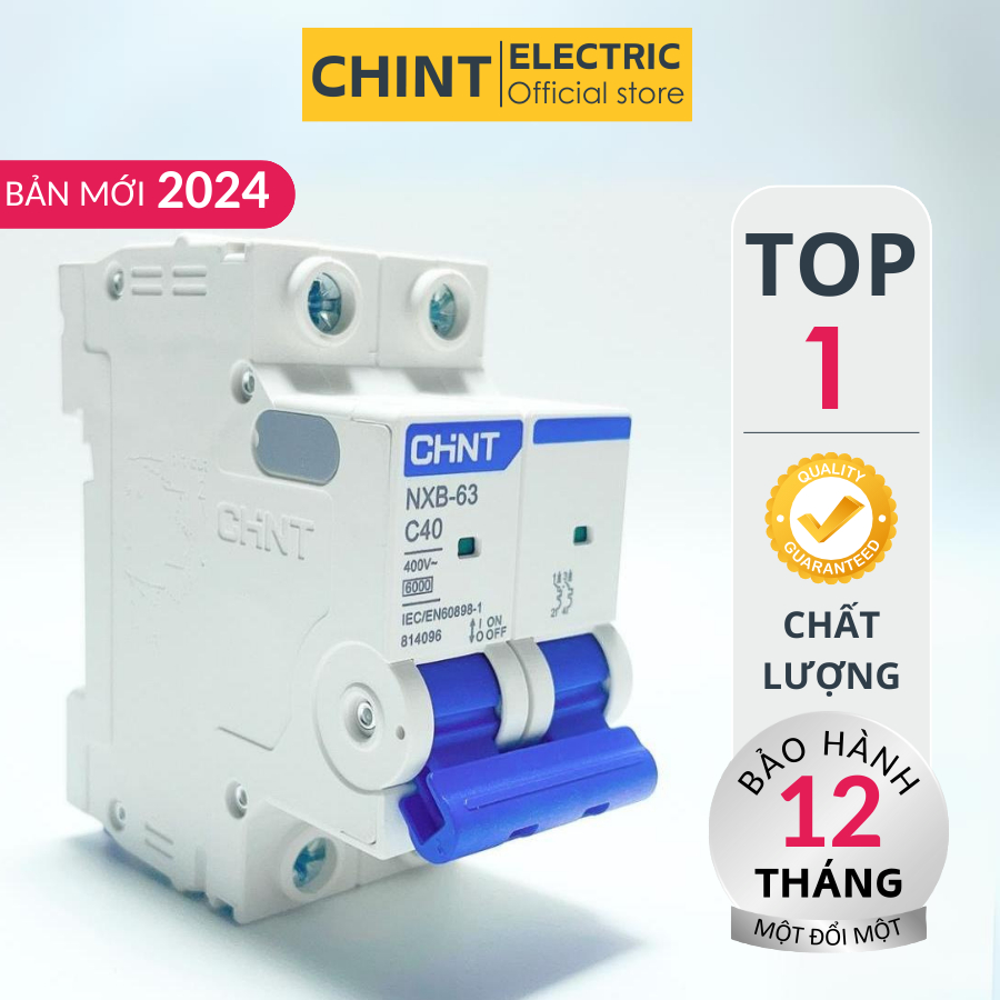 Aptomat MCB 2 Pha Attomat hãng CHINT NXB-63 6A, 10A, 16A, 25A, 32A, 40A, 50A, 63A Dòng Cắt 6kA ...