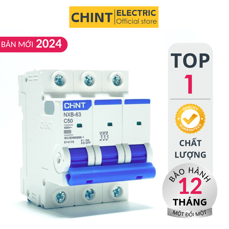 Aptomat MCB 3Pha hãng CHINT NXB-63 6A,10A,16A,20A,25A,32A,40A,50A,63A dòng cắt 6kA hàng xuất ...