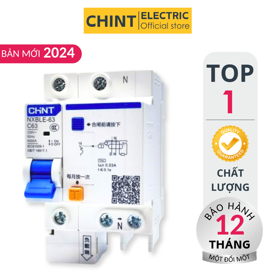 Aptomat chống giật,Attomat chống rò, RCBO Chint NXBLE-32 1P+N 16A, 20A, 25A, 32A, 40A, 63A ...