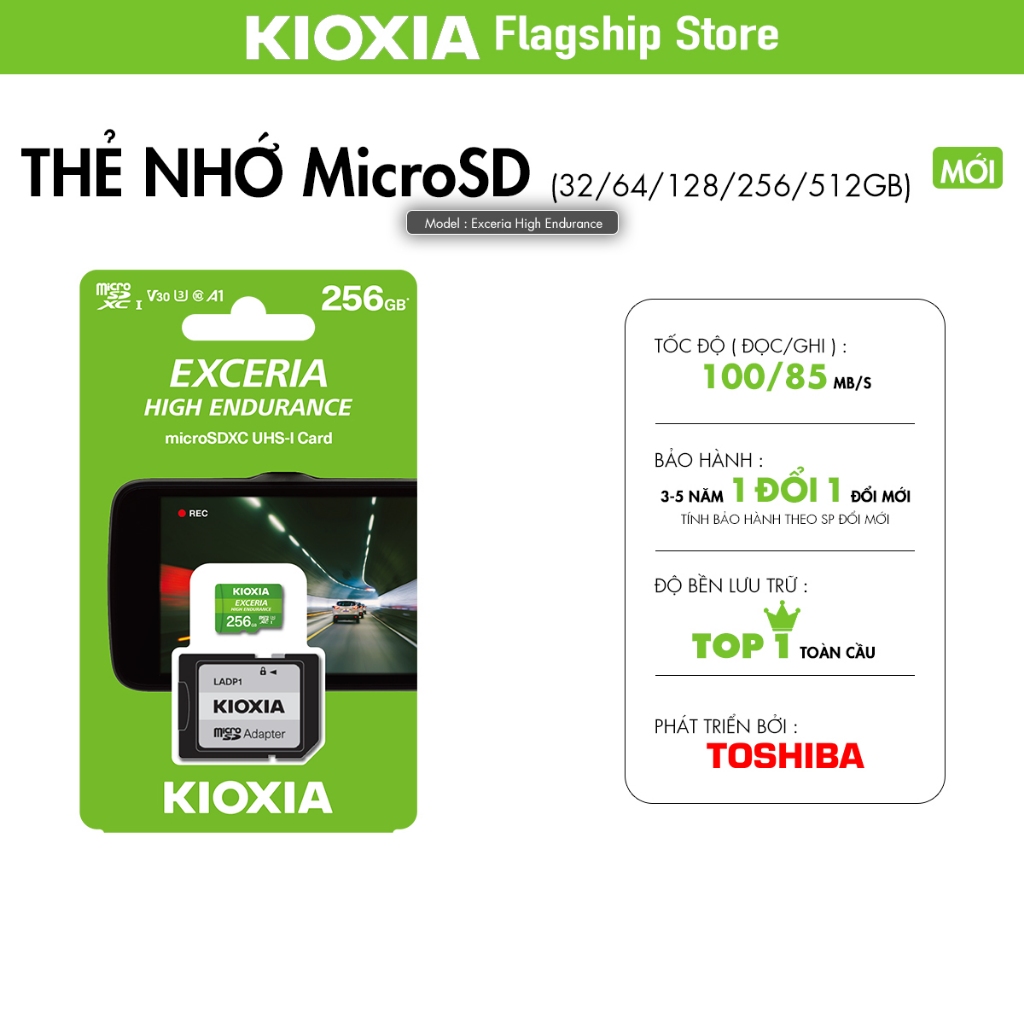 Thẻ nhớ KIOXIA MicroSD 4K camera hành trình [ MicroSD Exceria High Endurance ] - Hàng Chính Hãng ...