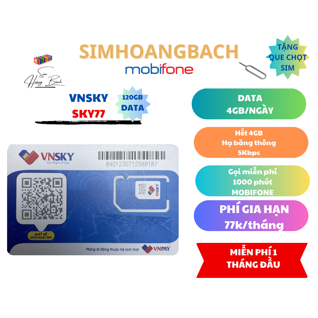 SIM 4G MOBI TỶ GB SKY59/SKY69A/SK77 - MIỄN PHÍ THÁNG ĐẦU + TẶNG QUE ...
