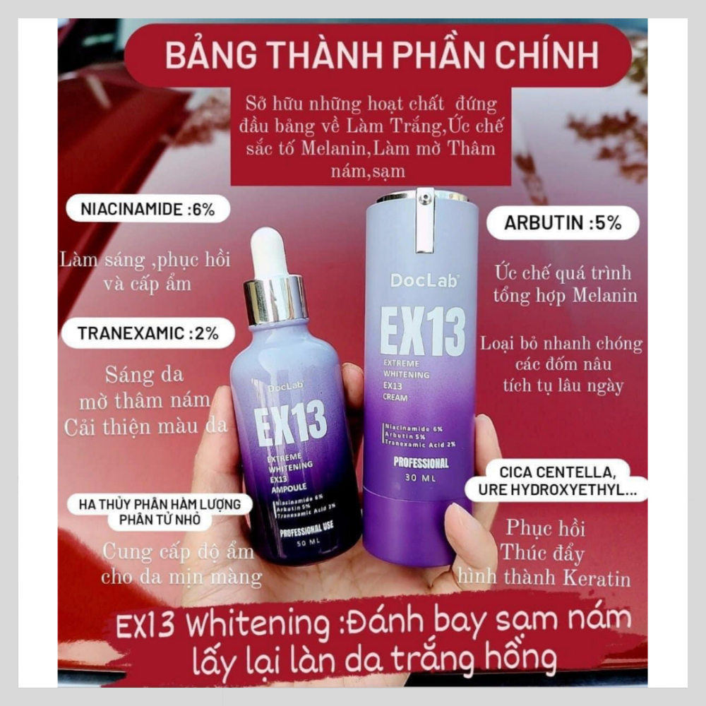 Combo kem, serum EX13 Doclab platium giảm thâm nám, trắng da | Shopee Việt Nam