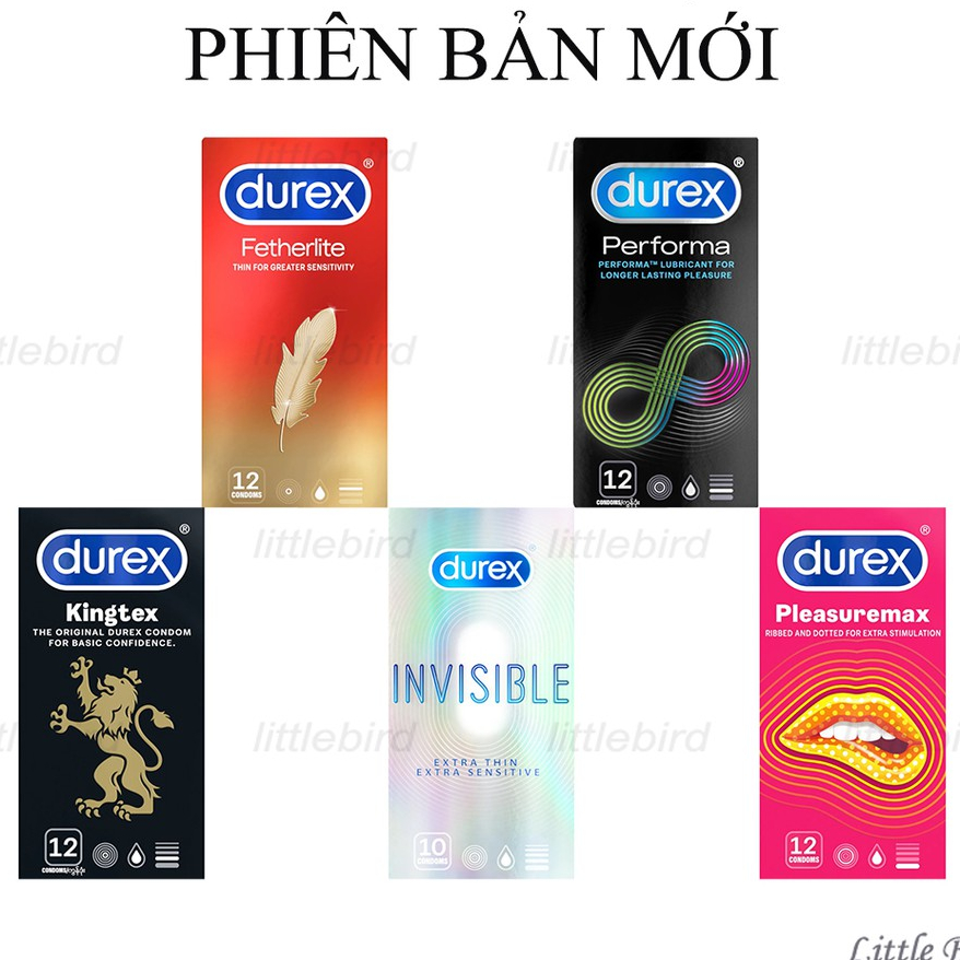 Bao cao su Durex Hộp 12c Đủ Loại Invisible, Performa, Fetherlite ...