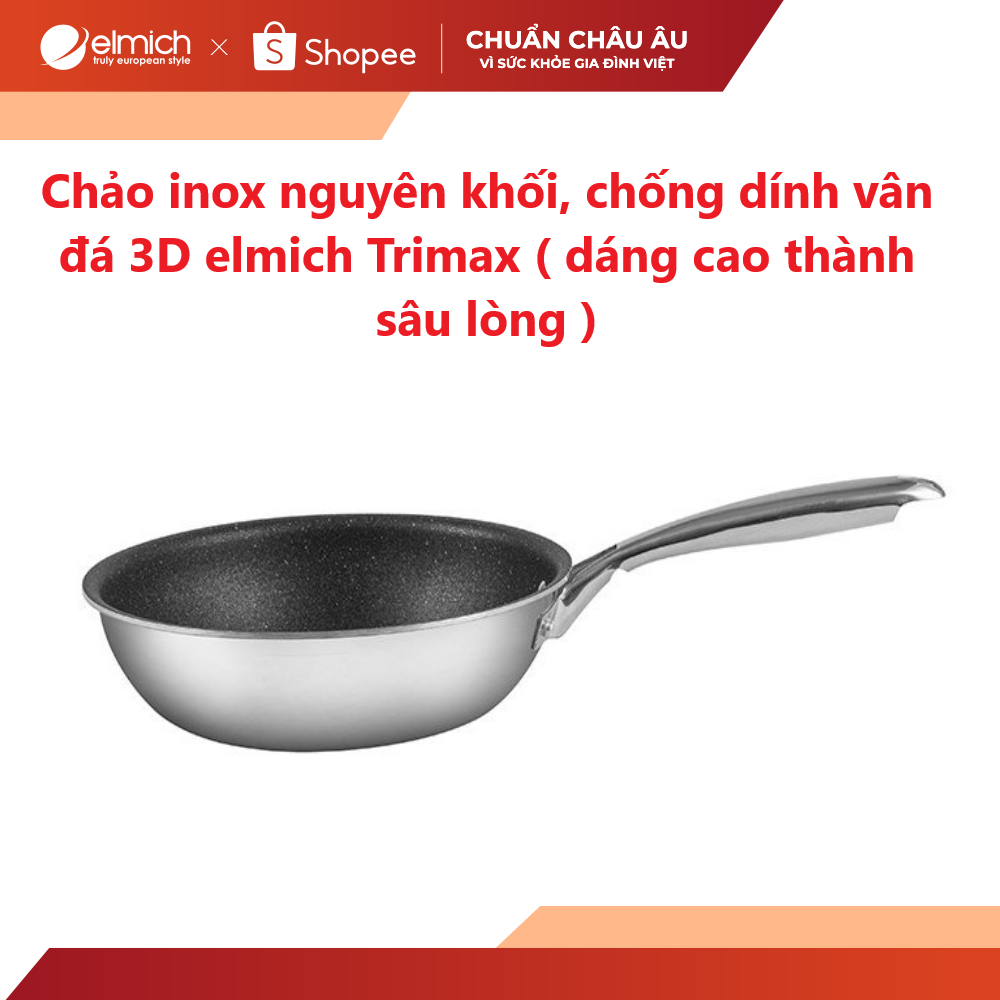 [LIFEMCMBP4 -12% đơn 250K] Chảo inox nguyên khối, chống dính vân đá 3D ...