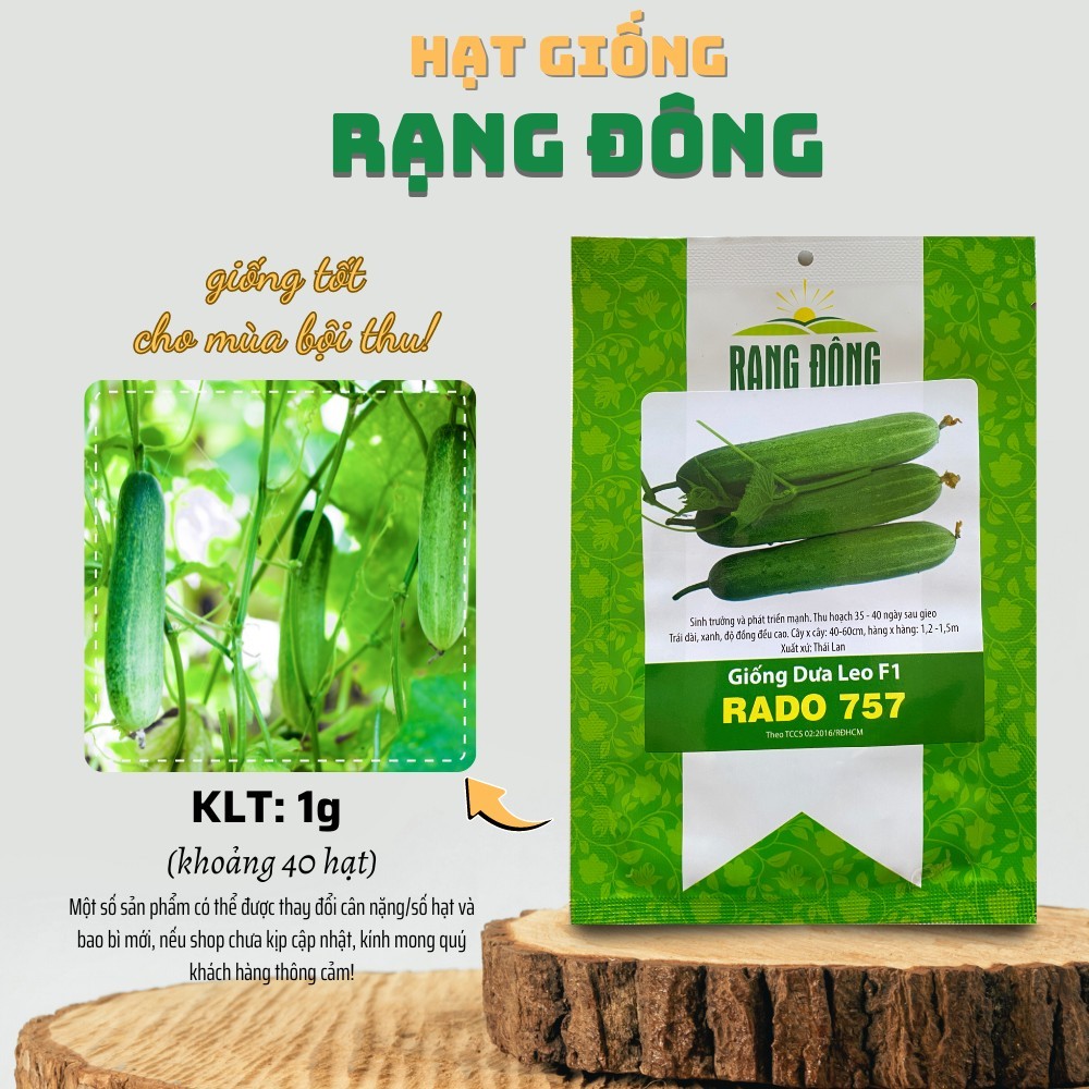Hạt giống Dưa Leo Lai F1 Rado 757 (Trái Dài) (1g~40 hạt) trồng quanh năm, dễ chăm sóc - Hạt ...