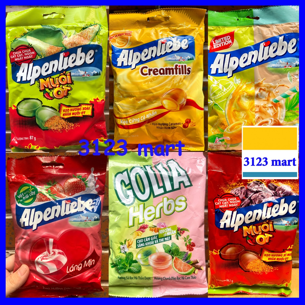(SỈ từ 2,3,6,10 gói) Kẹo Alpenliebe GÓI NHỎ đủ vị Golia, Mentos, dâu ...