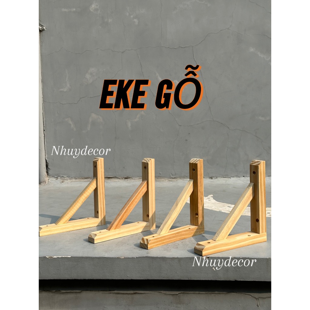 Eke gỗ chữ L, giá đỡ tấm ván gỗ gắn tường đầy đủ phụ kiện ốc vít kèm ...